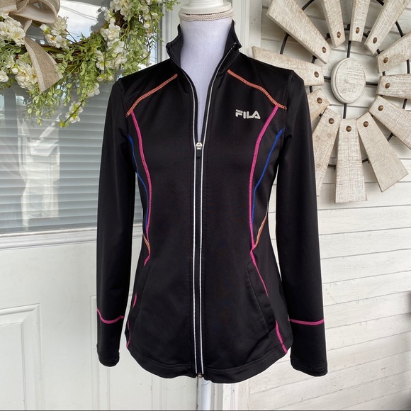 Fila | Jackets & Coats | Fila Black Athletic Reflective Running Jacket ...